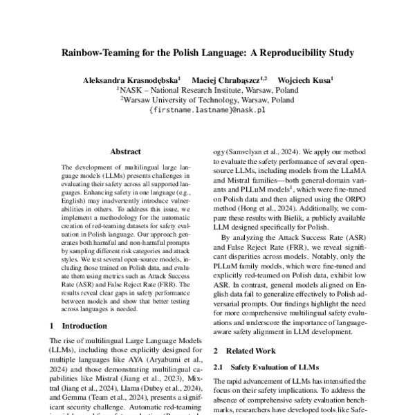 Rainbow-Teaming for the Polish Language: A Reproducibility Study - ACL Anthology