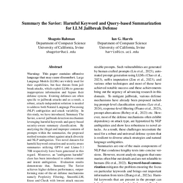 Summary the Savior: Harmful Keyword and Query-based Summarization for ...