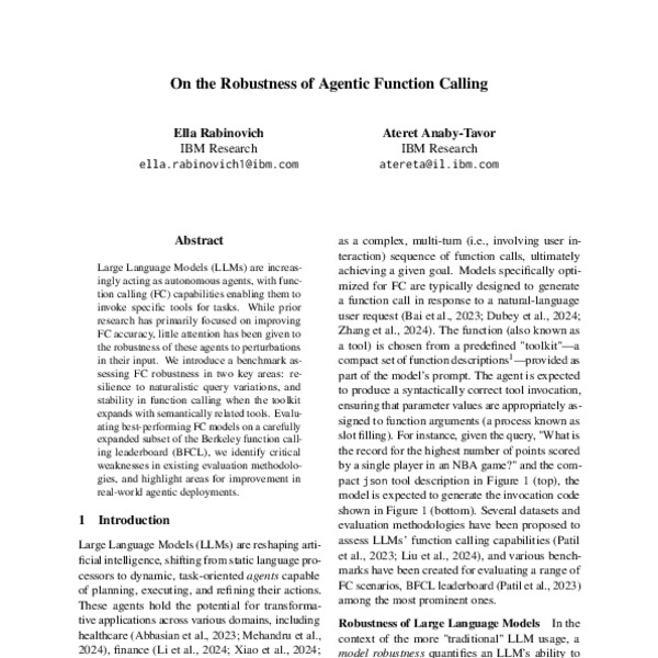 On the Robustness of Agentic Function Calling - ACL Anthology