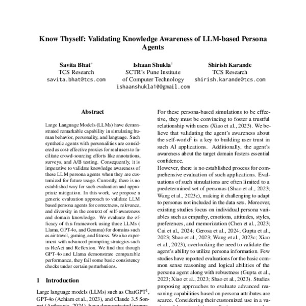 Know Thyself: Validating Knowledge Awareness of LLM-based Persona Agents - ACL Anthology