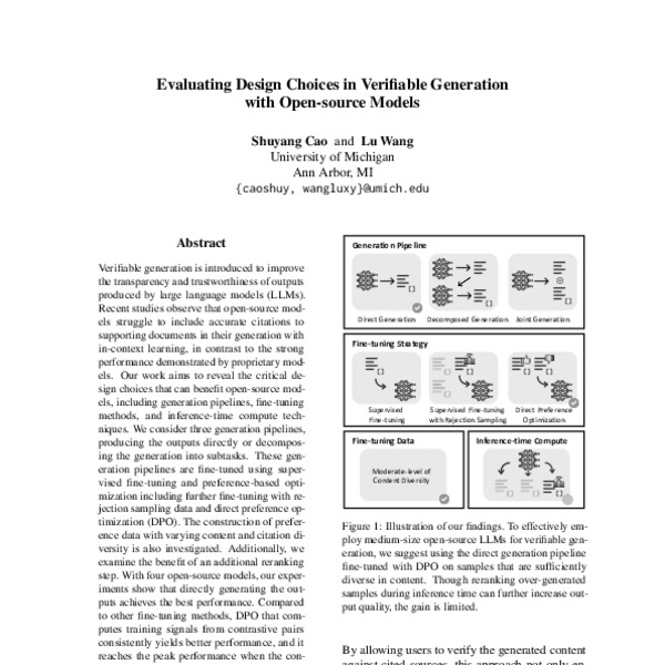 Evaluating Design Choices in Verifiable Generation with Open-source ...