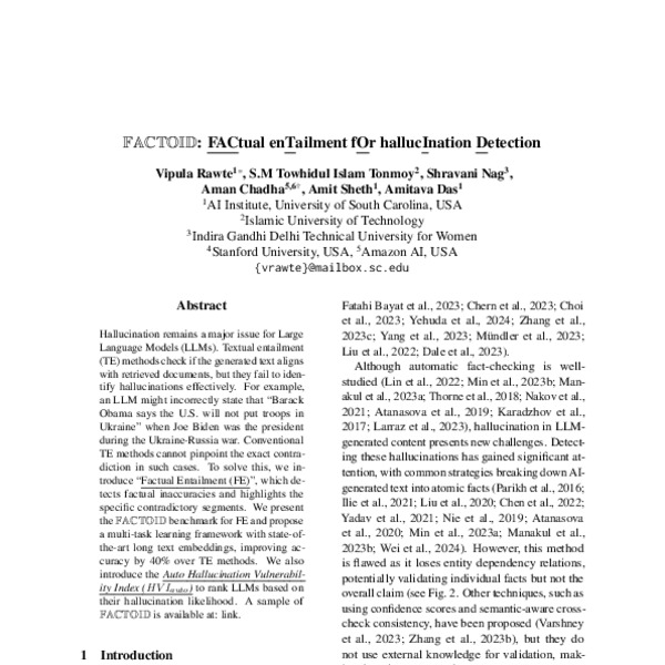 FACTOID: FACtual enTailment fOr hallucInation Detection - ACL Anthology
