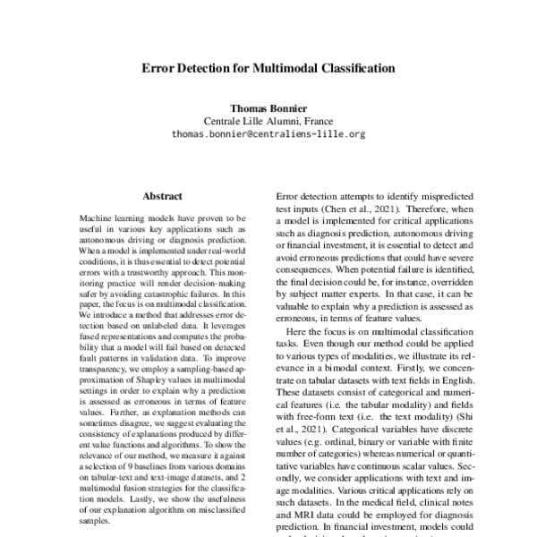 Error Detection for Multimodal Classification - ACL Anthology