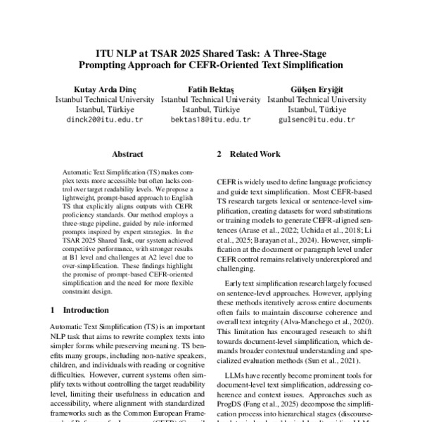 ITU NLP at TSAR 2025 Shared Task A Three-Stage Prompting Approach for ...