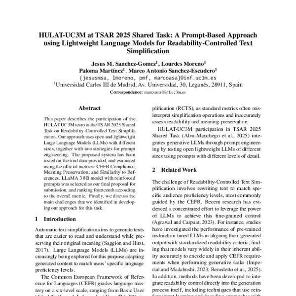 HULAT-UC3M at TSAR 2025 Shared Task A Prompt-Based Approach using Lightweight Language Models ...