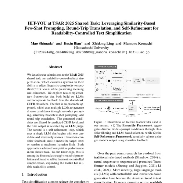 HIT-YOU at TSAR 2025 Shared Task Leveraging Similarity-Based Few-Shot ...