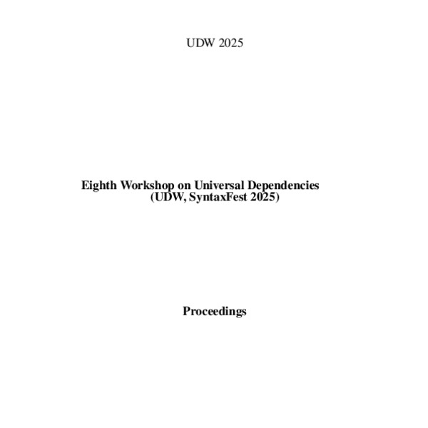 Proceedings of the Eighth Workshop on Universal Dependencies (UDW ...