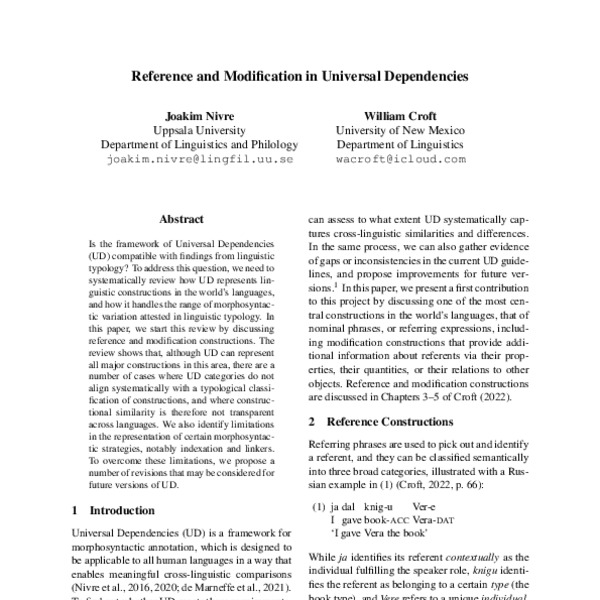 Reference and Modification in Universal Dependencies - ACL Anthology