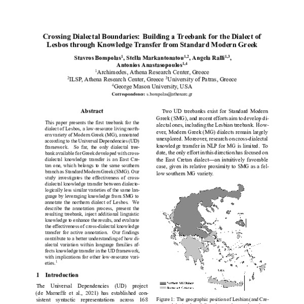 Crossing Dialectal Boundaries: Building a Treebank for the Dialect of ...