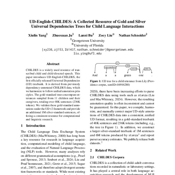UD-English-CHILDES: A Collected Resource of Gold and Silver Universal Dependencies Trees for ...