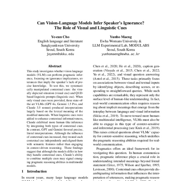 Can Vision-Language Models Infer Speaker’s Ignorance? The Role of ...