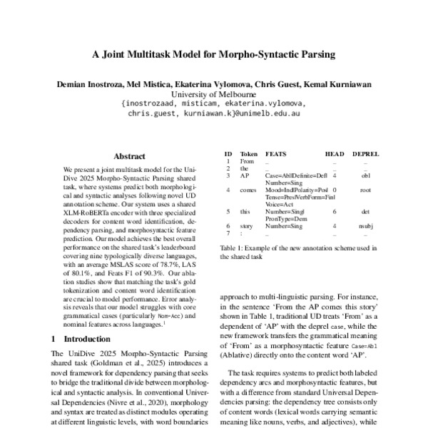A Joint Multitask Model for Morpho-Syntactic Parsing - ACL Anthology
