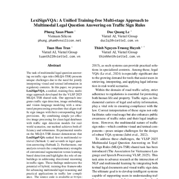 LexiSignVQA: A Unified Training-free Multi-stage Approach to Multimodal ...