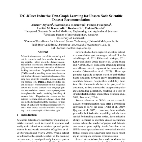 TeG-DRec: Inductive Text-Graph Learning for Unseen Node Scientific ...