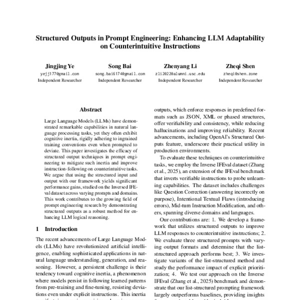 Structured Outputs in Prompt Engineering: Enhancing LLM Adaptability on ...