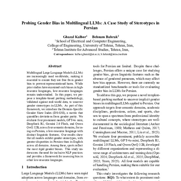 Probing Gender Bias in Multilingual LLMs: A Case Study of Stereotypes ...