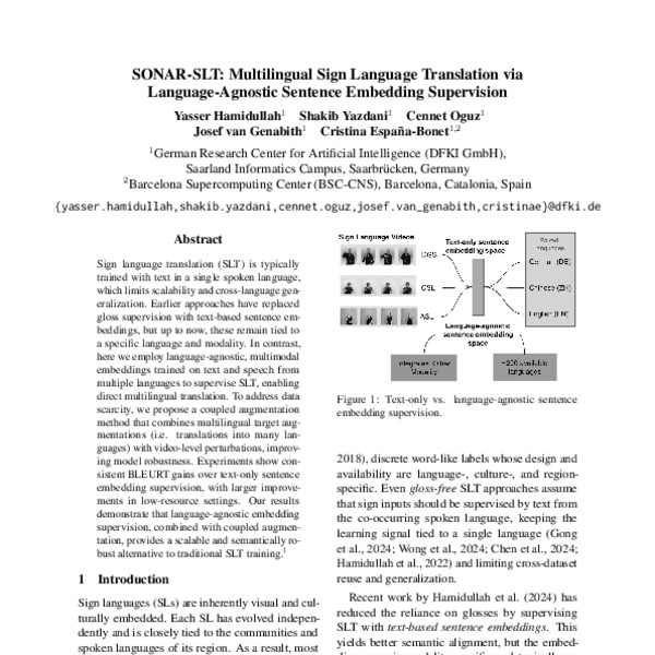 SONAR-SLT: Multilingual Sign Language Translation via Language-Agnostic ...
