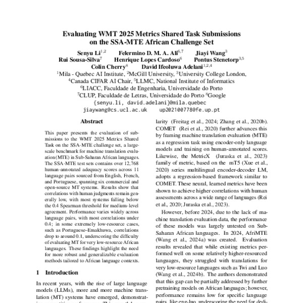 Evaluating WMT 2025 Metrics Shared Task Submissions on the SSA-MTE African Challenge Set - ACL ...