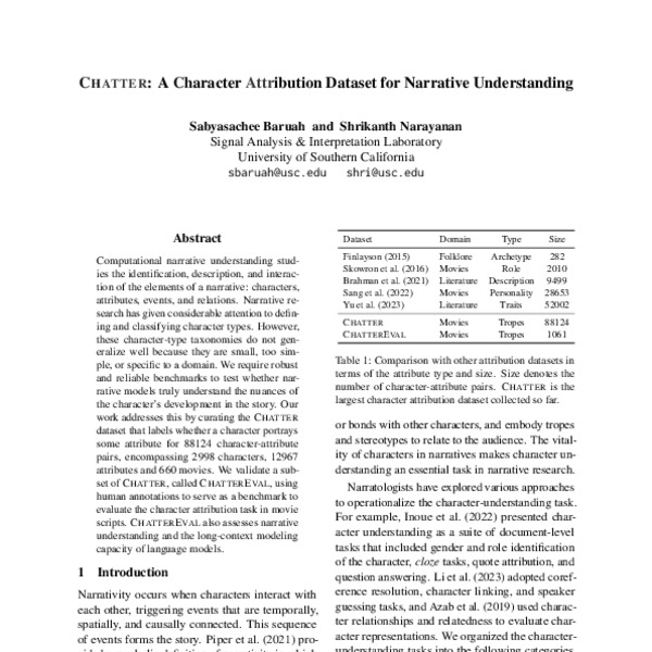 CHATTER: A character-attribution dataset for narrative understanding ...
