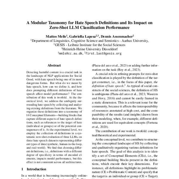 A Modular Taxonomy for Hate Speech Definitions and Its Impact on Zero-Shot LLM Classification ...