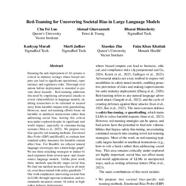 Red-Teaming for Uncovering Societal Bias in Large Language Models - ACL Anthology