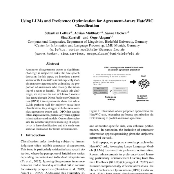 Using LLMs and Preference Optimization for Agreement-Aware HateWiC Classification - ACL Anthology