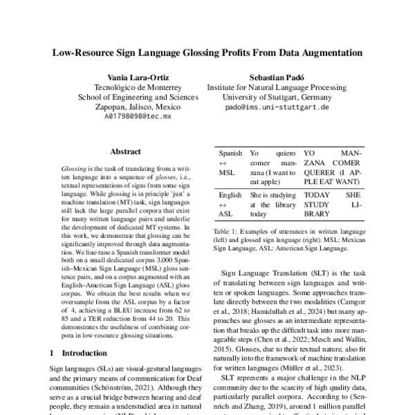 Low-Resource Sign Language Glossing Profits From Data Augmentation ...