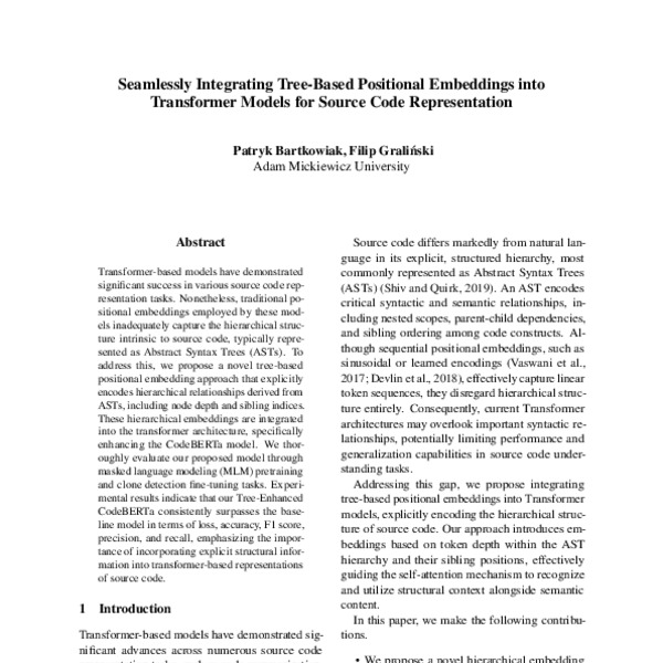 Seamlessly Integrating Tree Based Positional Embeddings Into Transformer Models For Source Code