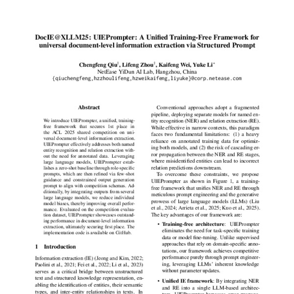 DocIE@XLLM25: UIEPrompter: A Unified Training-Free Framework for universal document-level ...