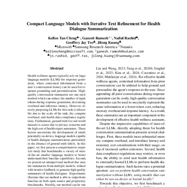 Compact Language Models with Iterative Text Refinement for Health ...