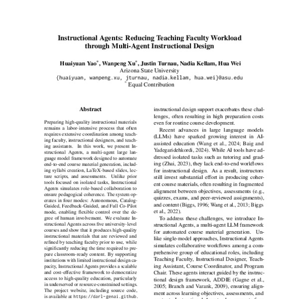 Instructional Agents: Reducing Teaching Faculty Workload through Multi ...