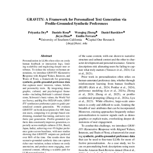 GRAVITY: A Framework for Personalized Text Generation via Profile ...