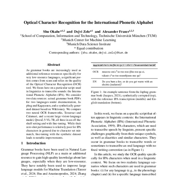 Optical Character Recognition for the International Phonetic Alphabet ...