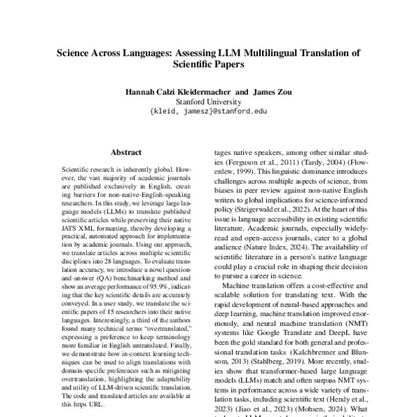 Science Across Languages: Assessing LLM Multilingual Translation of ...
