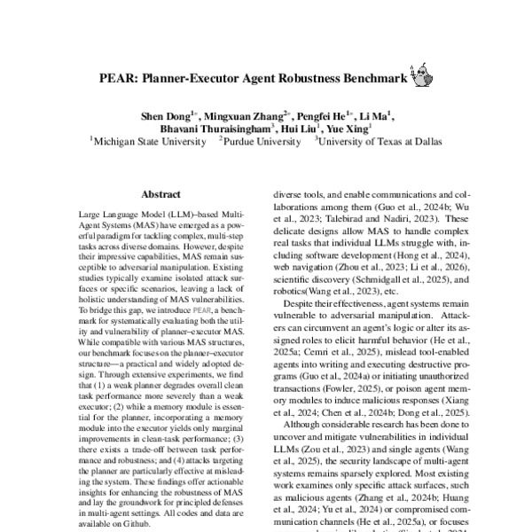 PEAR: Planner-Executor Agent Robustness Benchmark - ACL Anthology