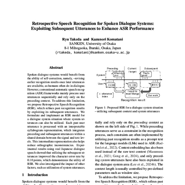 Retrospective Speech Recognition for Spoken Dialogue System: Exploiting ...