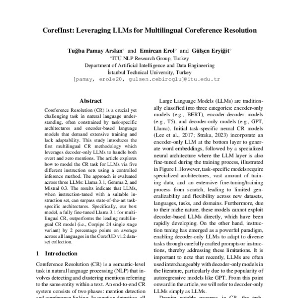 CorefInst: Leveraging LLMs for Multilingual Coreference Resolution ...