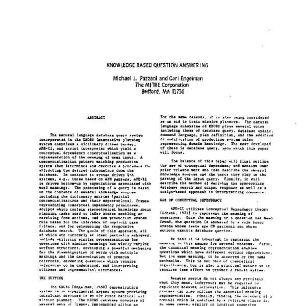 Knowledge Based Question Answering - ACL Anthology