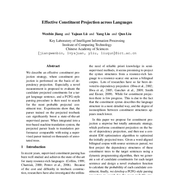 Effective Constituent Projection across Languages - ACL Anthology