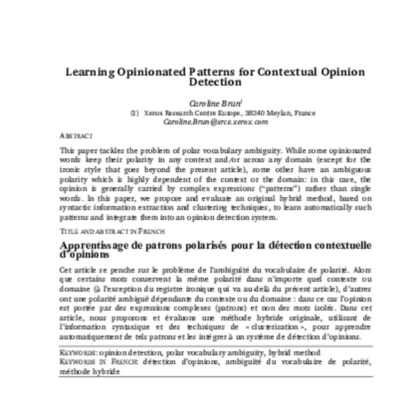 Learning Opinionated Patterns for Contextual Opinion Detection - ACL ...