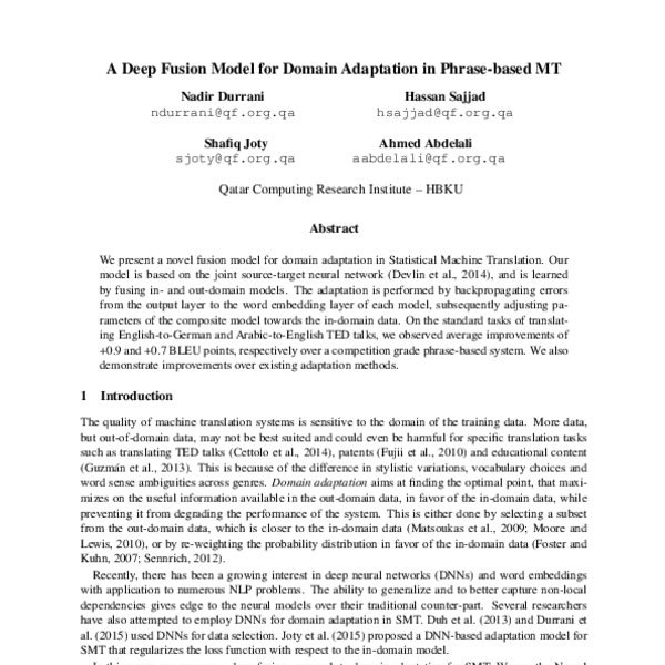 A Deep Fusion Model For Domain Adaptation In Phrase Based Mt Acl Anthology