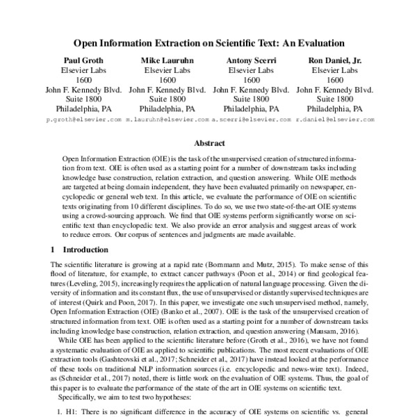 Open Information Extraction on Scientific Text: An Evaluation - ACL ...