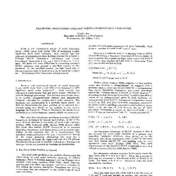 Processing Word Order Variation Within a Modified ID/LP Framework - ACL ...