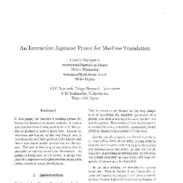 An Interactive Japanese Parser for Machine Translation - ACL Anthology