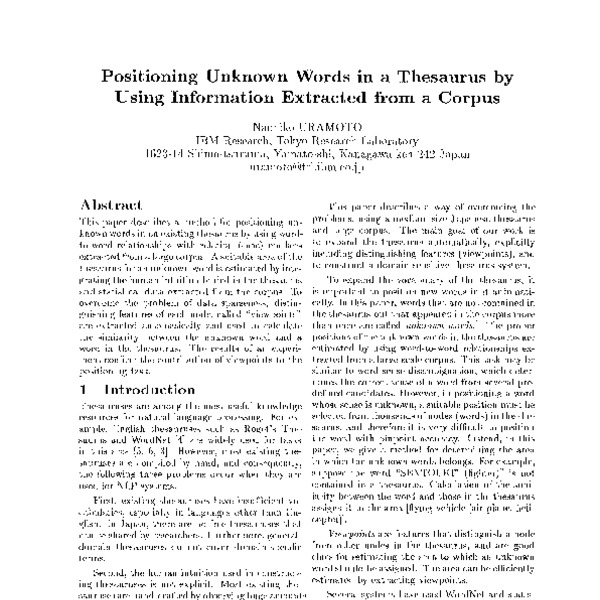 Positioning Unknown Words in a Thesaurus by Using Information Extracted ...