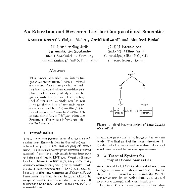 An Education and Research Tool for Computational Semantics - ACL Anthology