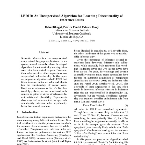 LEDIR: An Unsupervised Algorithm for Learning Directionality of ...