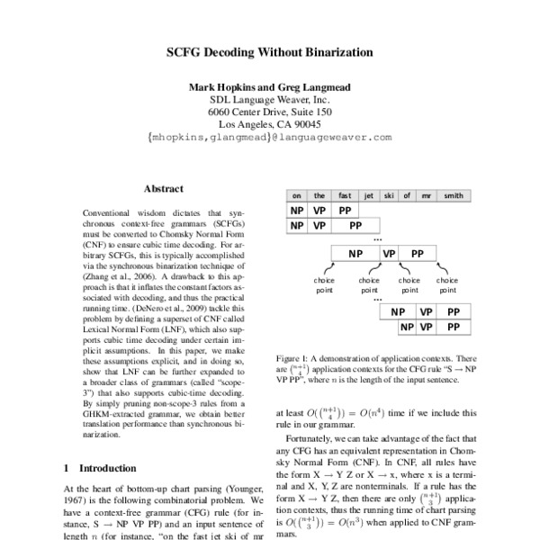 SCFG Decoding Without Binarization - ACL Anthology