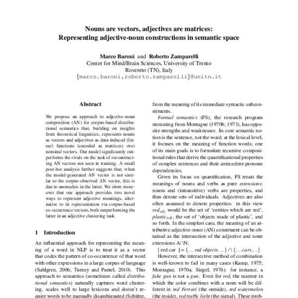 Nouns are Vectors, Adjectives are Matrices: Representing Adjective-Noun ...