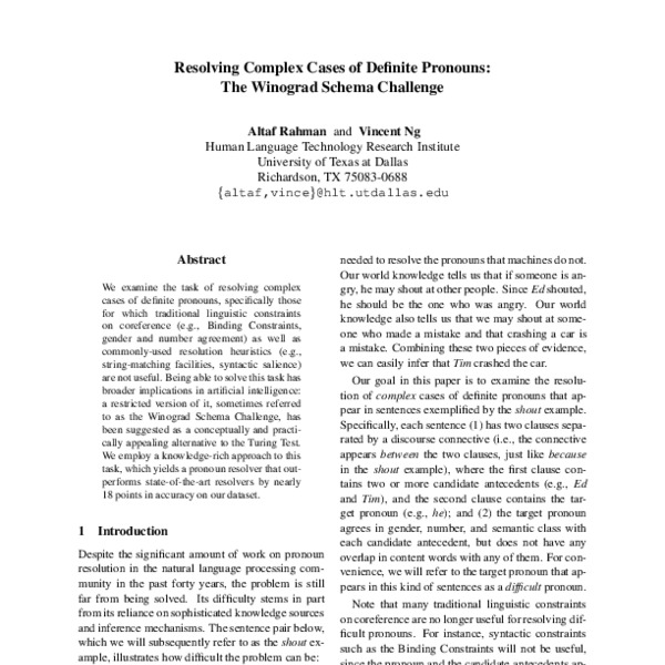 Resolving Complex Cases of Definite Pronouns: The Winograd Schema ...